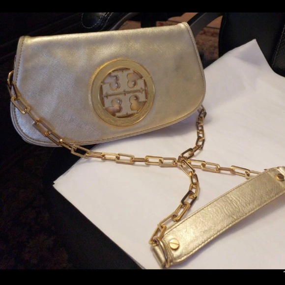 Tory Burch | Bags | Tory Burch Reva Gold Sling Bag | Poshmark